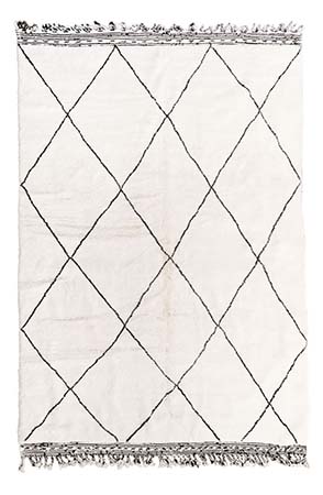 White Abstract Moroccan Rugs - Black and White Lozenges Rug 2904