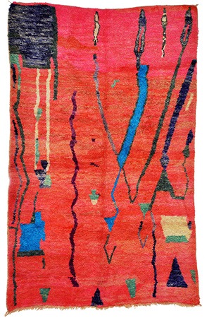 Abstract moroccan rugs, Red Abstract Rug 1017