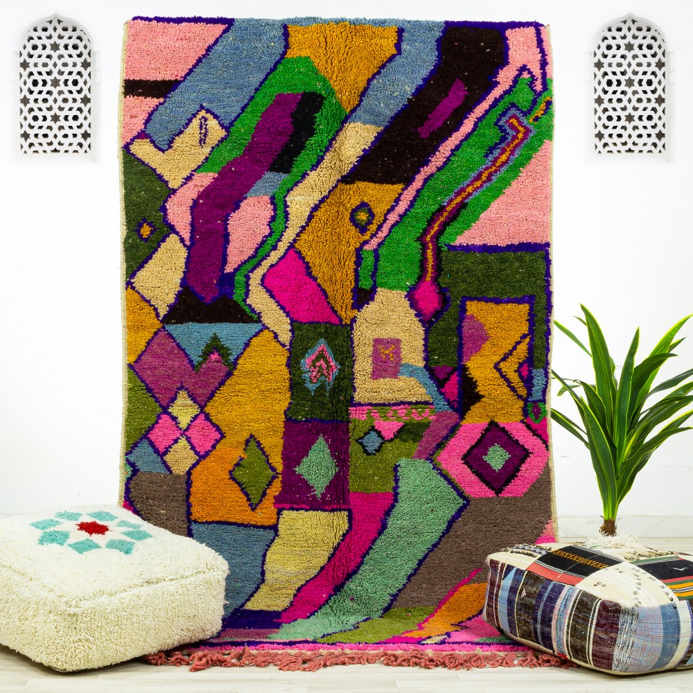 Contemporary moroccan rugs, Colorful Abstract Rug 1222