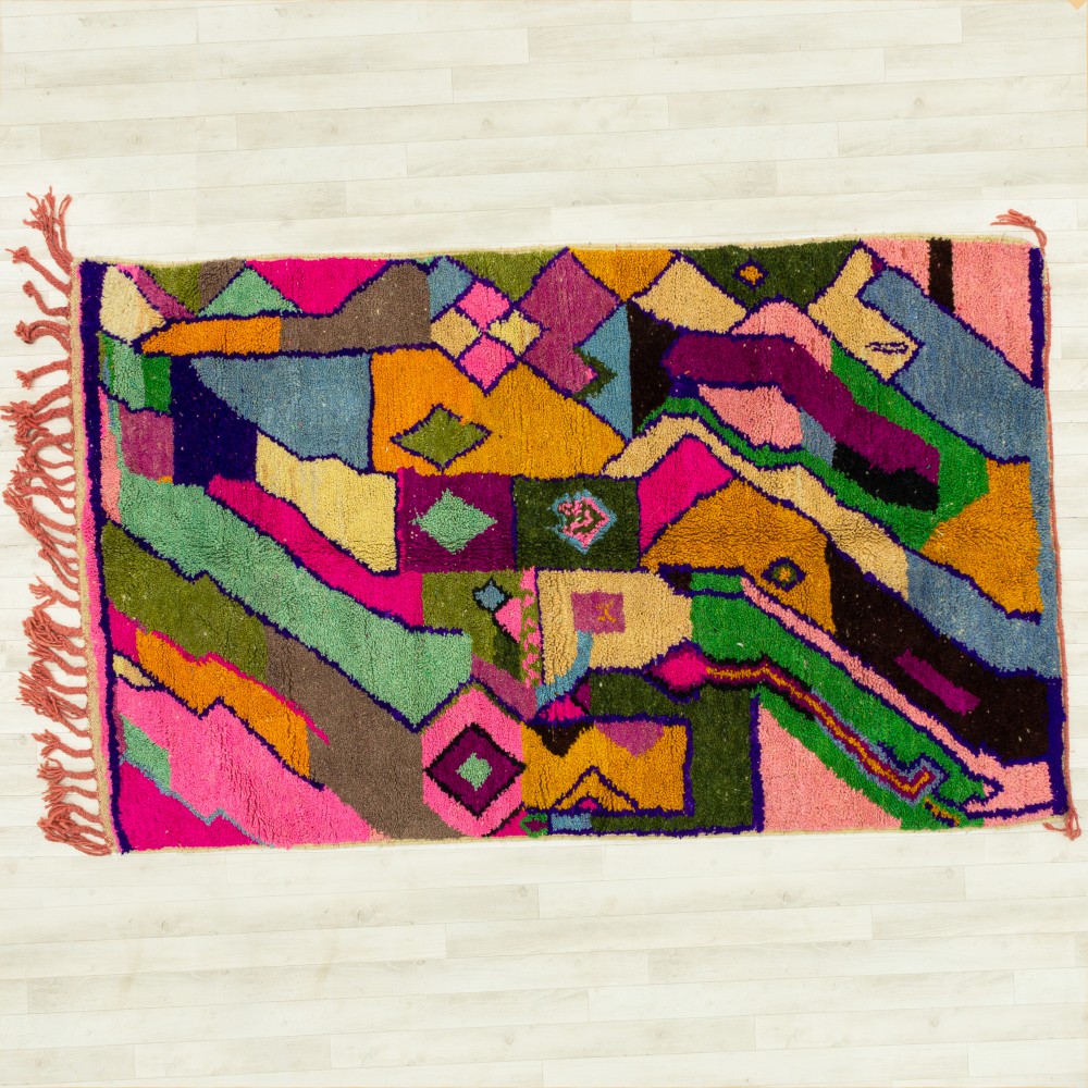 Contemporary moroccan rugs, Colorful Abstract Rug 1222