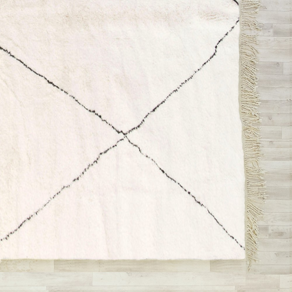 Beni ourain rugs, Minimalist Black and white Diamond Rug 2902