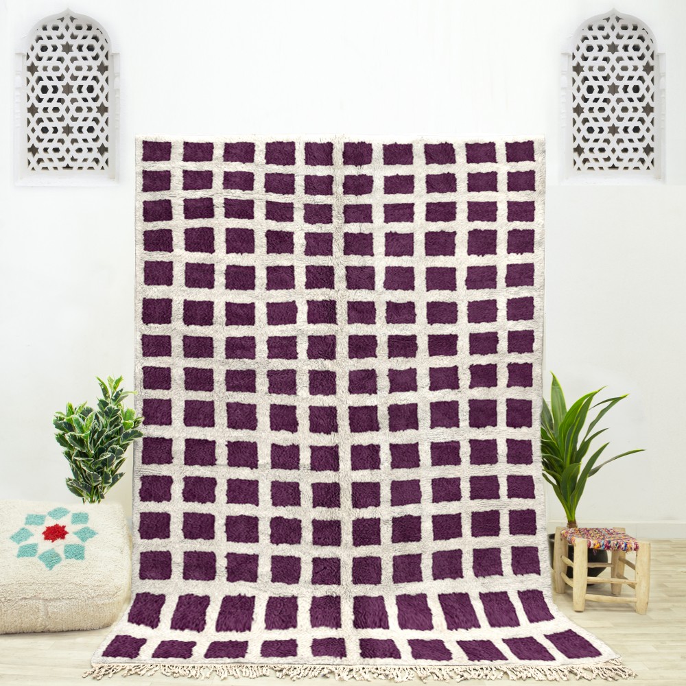 Beni ourain rugs, Purple Checkerboard Rug 2022