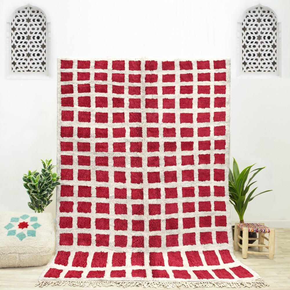 Beni ourain rugs, Red Checkerboard Rug 2025