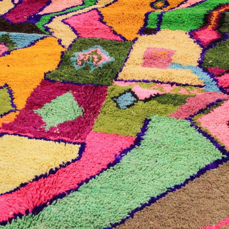 Contemporary moroccan rugs, Colorful Abstract Rug 1222