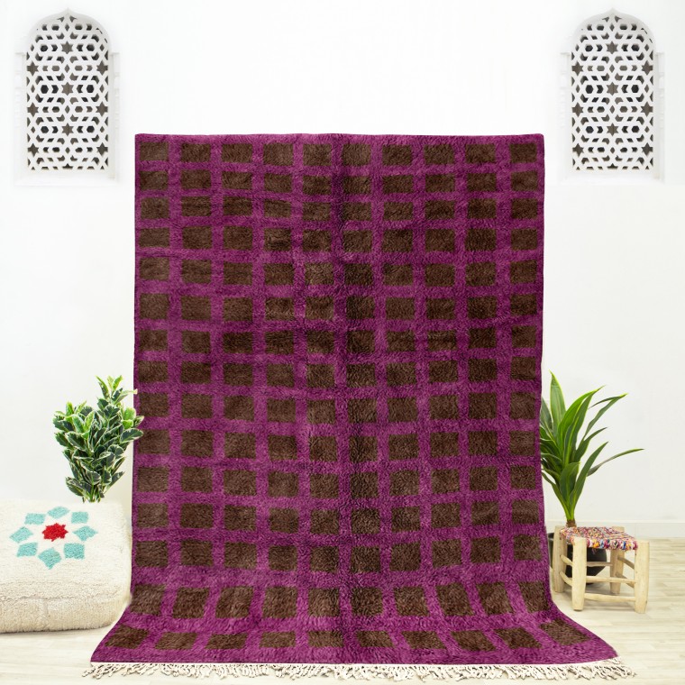 Beni ourain rugs, Dark Brown Checkers Rug 2390