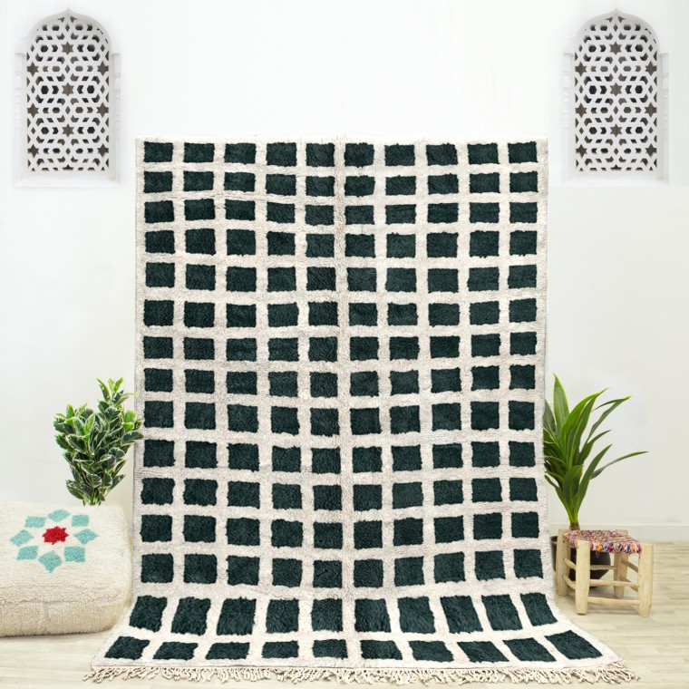 Beni ourain rugs, Deep Green Checkerboard Rug 2017