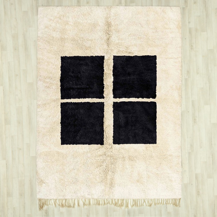 Beni ourain rugs, Black and White Chic Chess Rug 3130