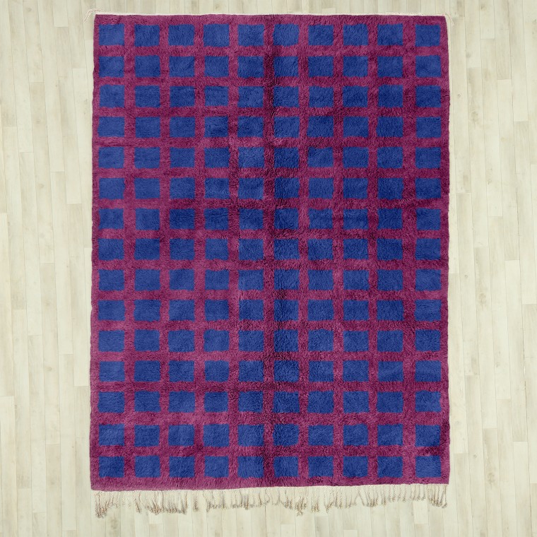 Beni ourain rugs, Navy Blue Checkers Rug 2377