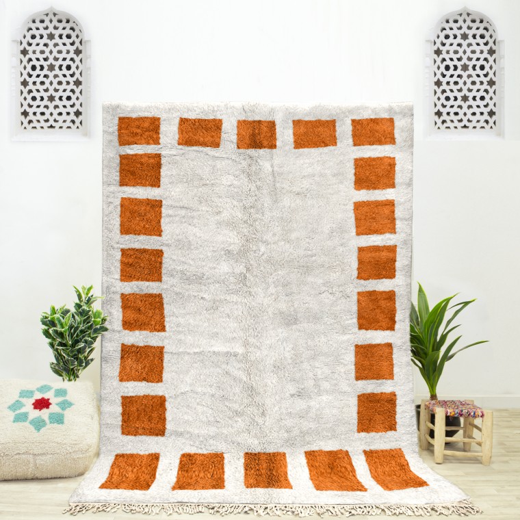 Beni ourain rugs, Orange Block Rug 2070