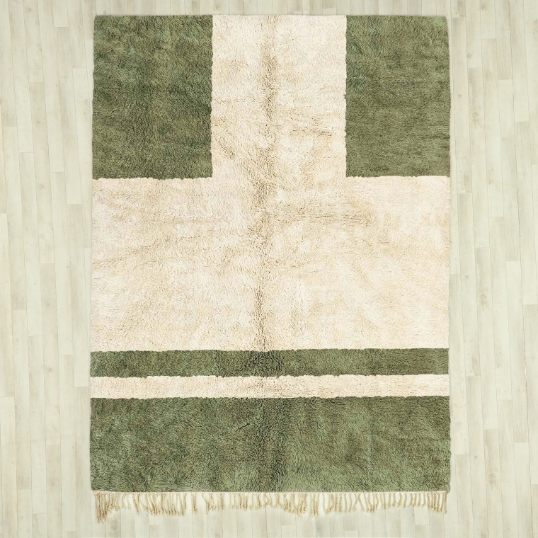 Beni ourain rugs, Perfectly Green Geometric Rug 2818